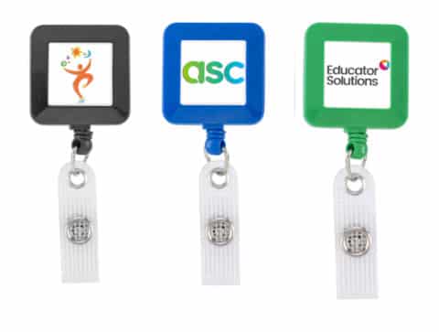 Custom Printed Square Badge Reel with Large Logo Size and Reinforced ...