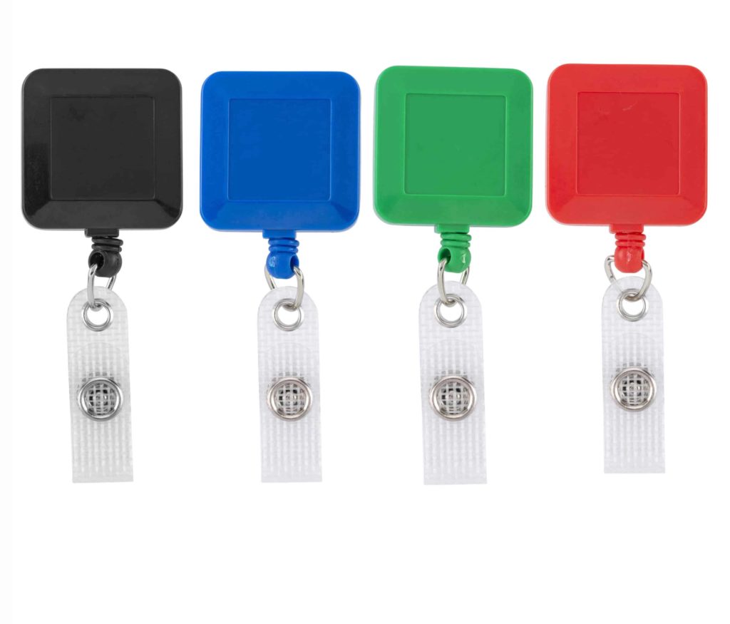 Square Badge Reel with Large Logo Size and Reinforced Badge Strap - Red ...